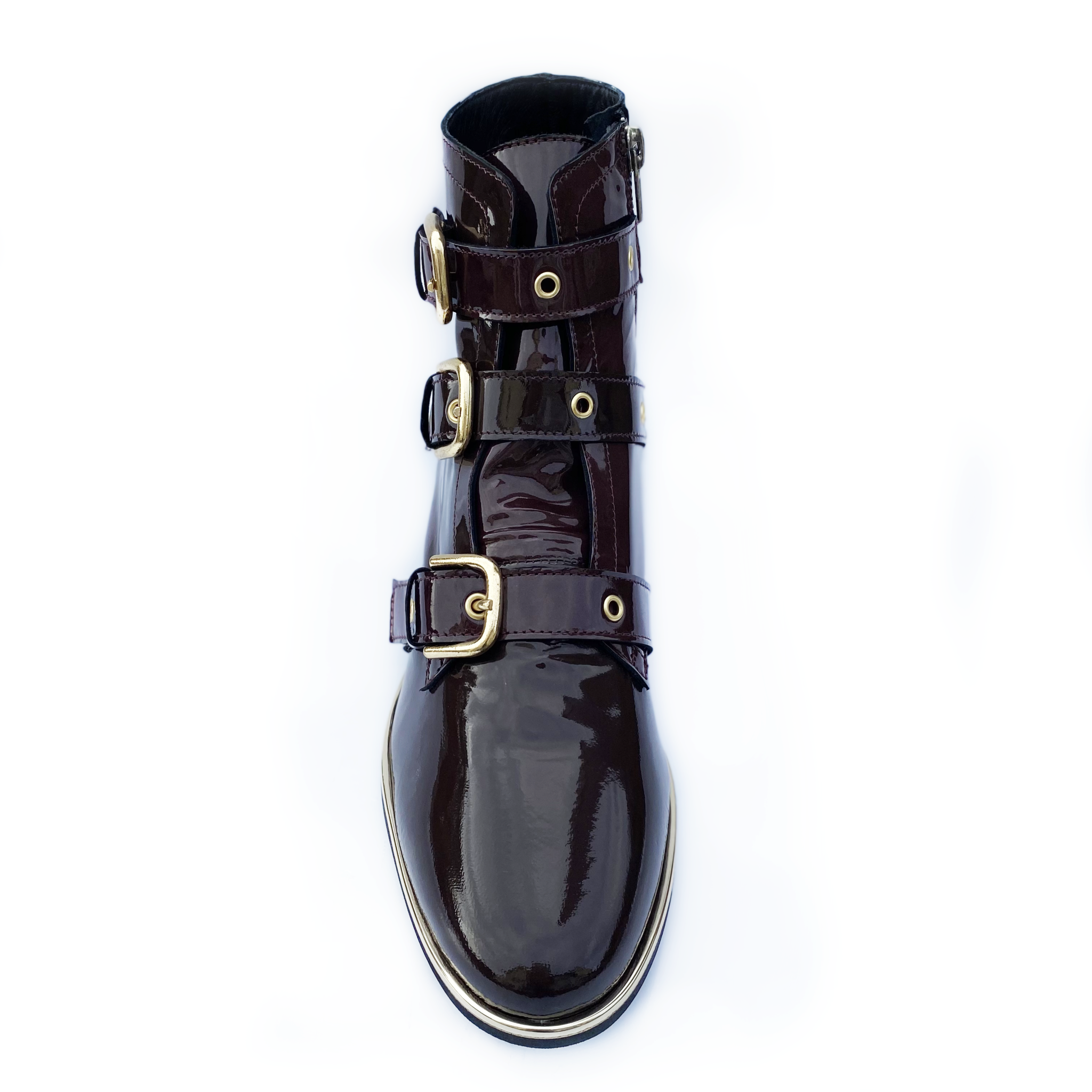 Brown Patent Biker Boot – Nicola Sexton